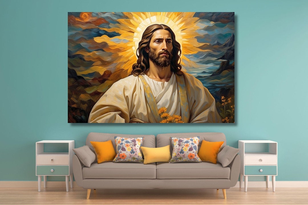 Jesus Canvas Wall Art/van Gogh Sunflowers/savior Canvas Decor/jesus ...
