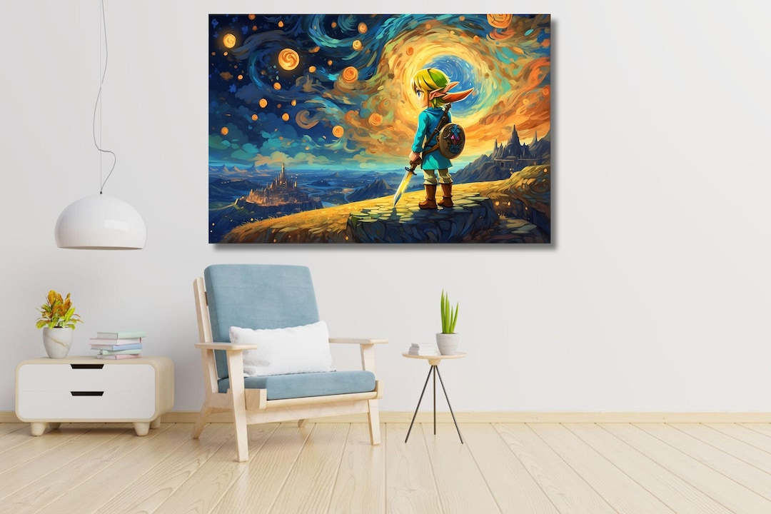 The Legend of Zelda: Breath of the Wild-van Gogh Starry Night Canvas ...