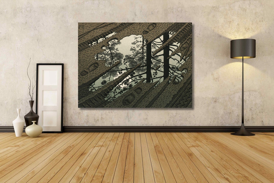 Maurits Cornelis Escher: Puddle Reflection (1952) Canvas Wall Art ...