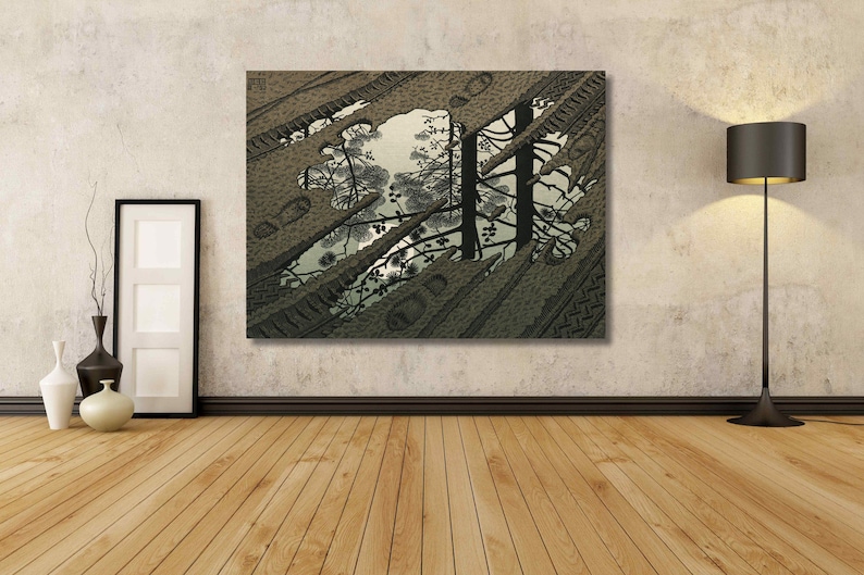 Maurits Cornelis Escher: Puddle Reflection (1952) Canvas Wall Art ...