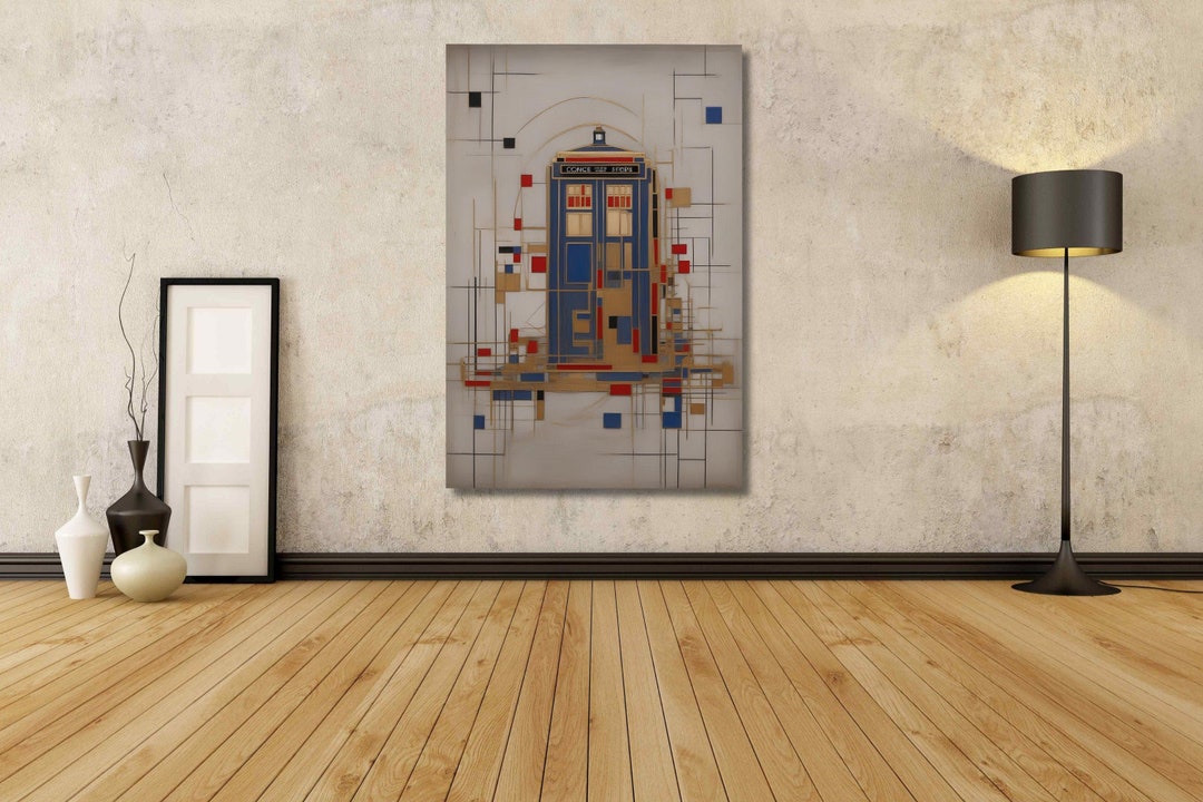 Doctor Who Tardis Box Piet Mondrian Style Canvas Wall Art,tv Series ...