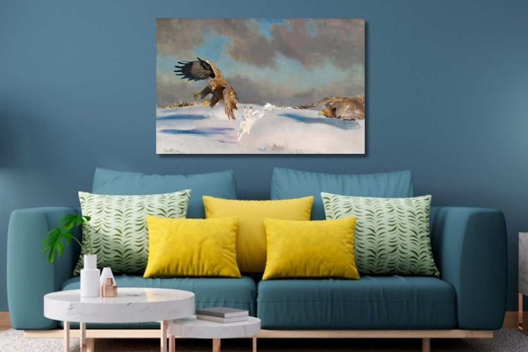 Bruno Liljefors: White Tailed Eagles Attacking Winter Hare (1920 ...
