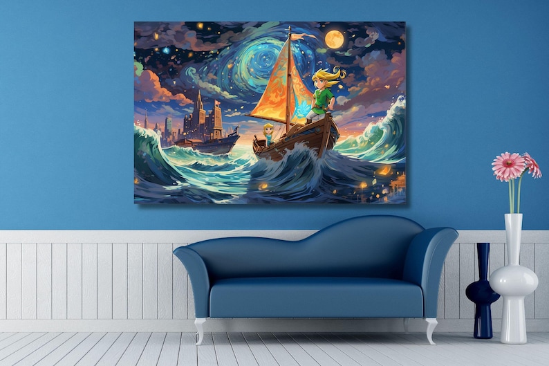 The Legend of Zelda: Breath of the Wild-van Gogh Starry Night Canvas ...