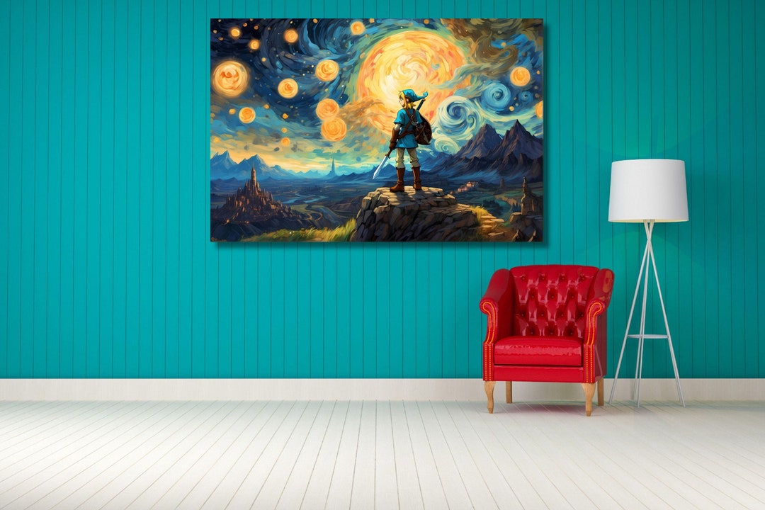 The Legend of Zelda: Breath of the Wild-van Gogh Starry Night Canvas ...