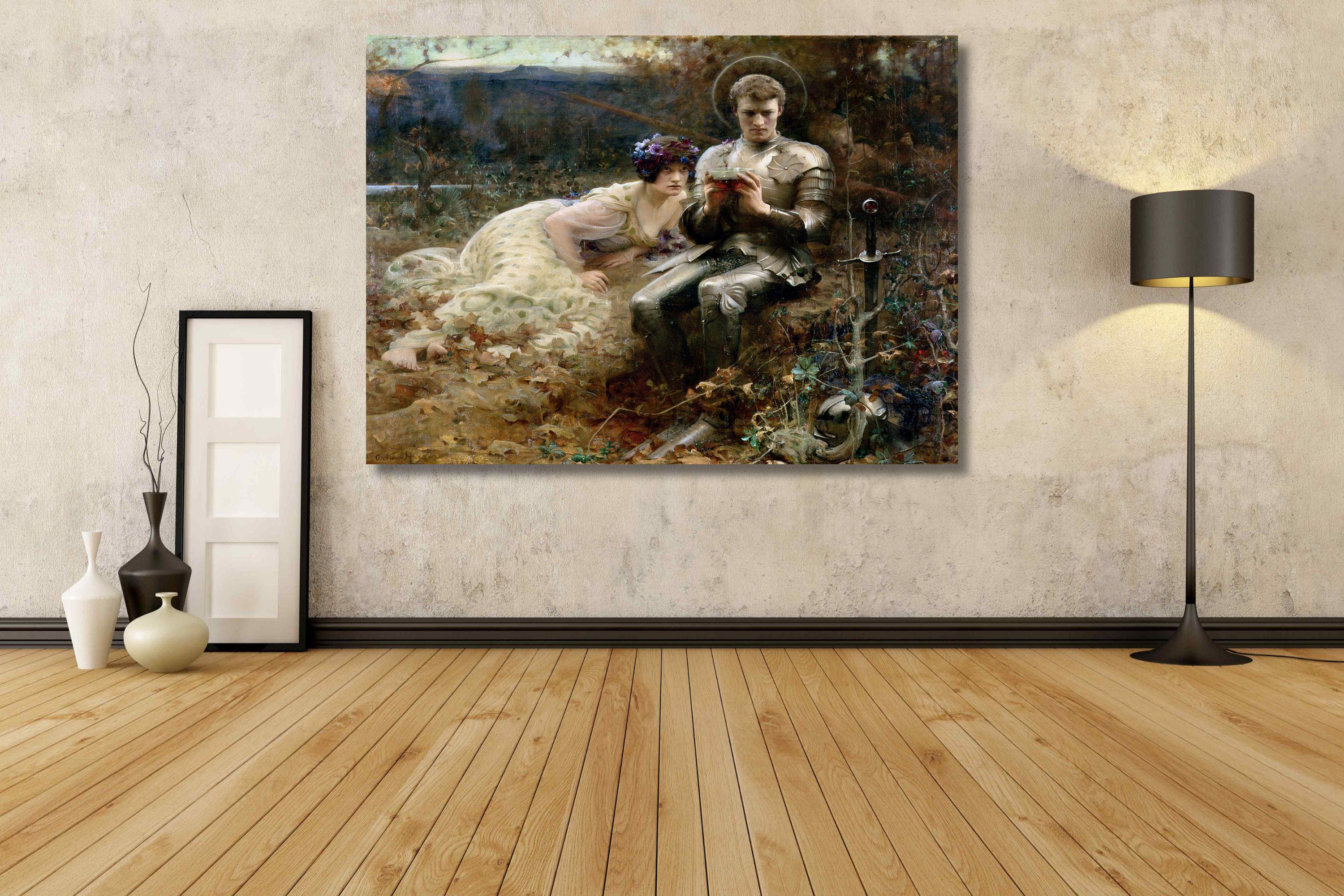 Arthur Hacker: Percival With the Grail Cup (1894) Canvas Wall Art ...