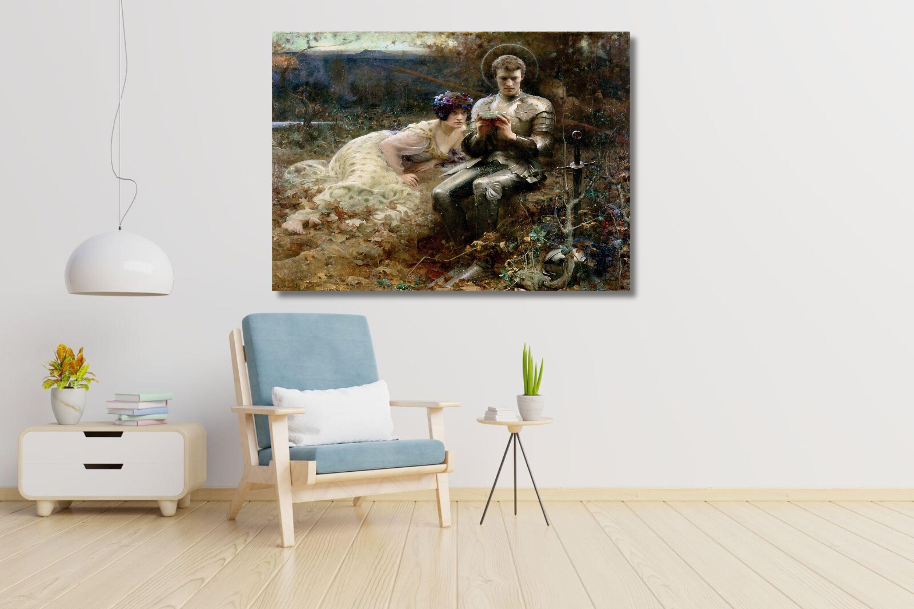 Arthur Hacker: Percival With the Grail Cup (1894) Canvas Wall Art ...