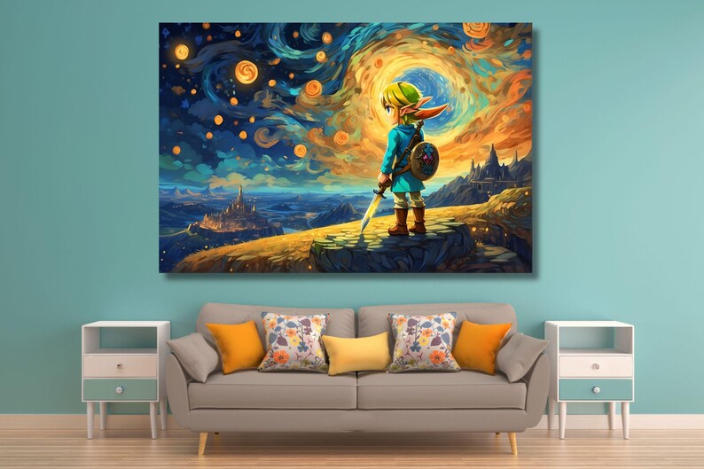 The Legend of Zelda: Breath of the Wild-van Gogh Starry Night Canvas ...