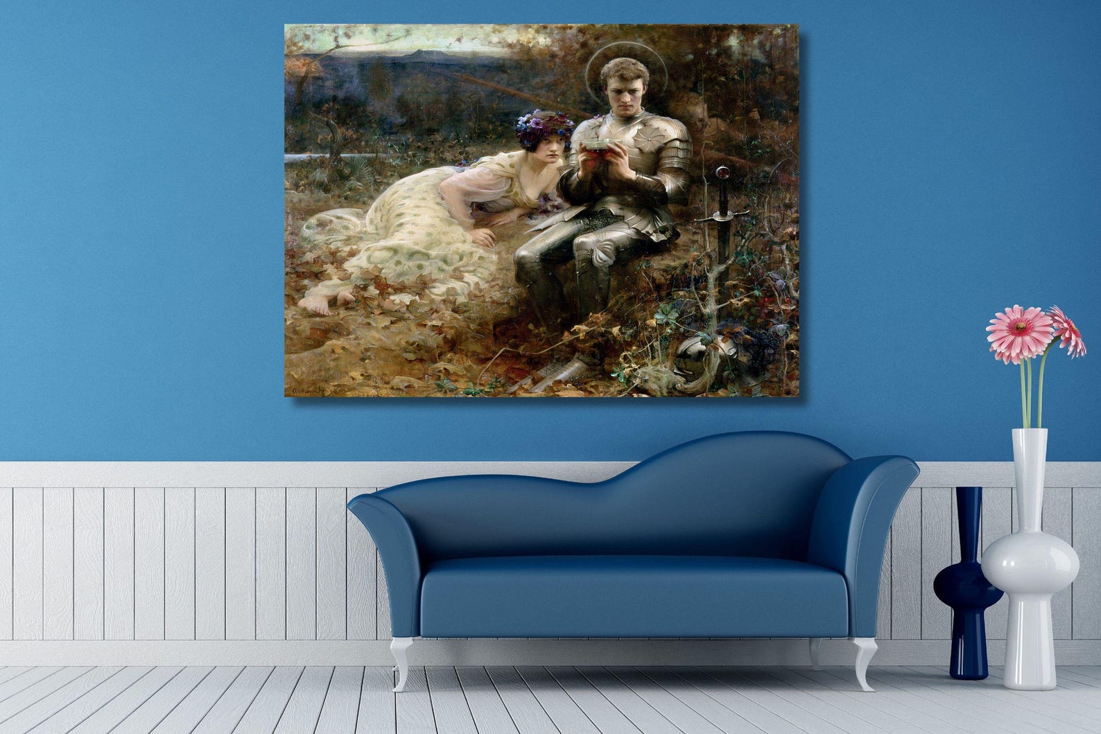 Arthur Hacker: Percival With the Grail Cup (1894) Canvas Wall Art ...