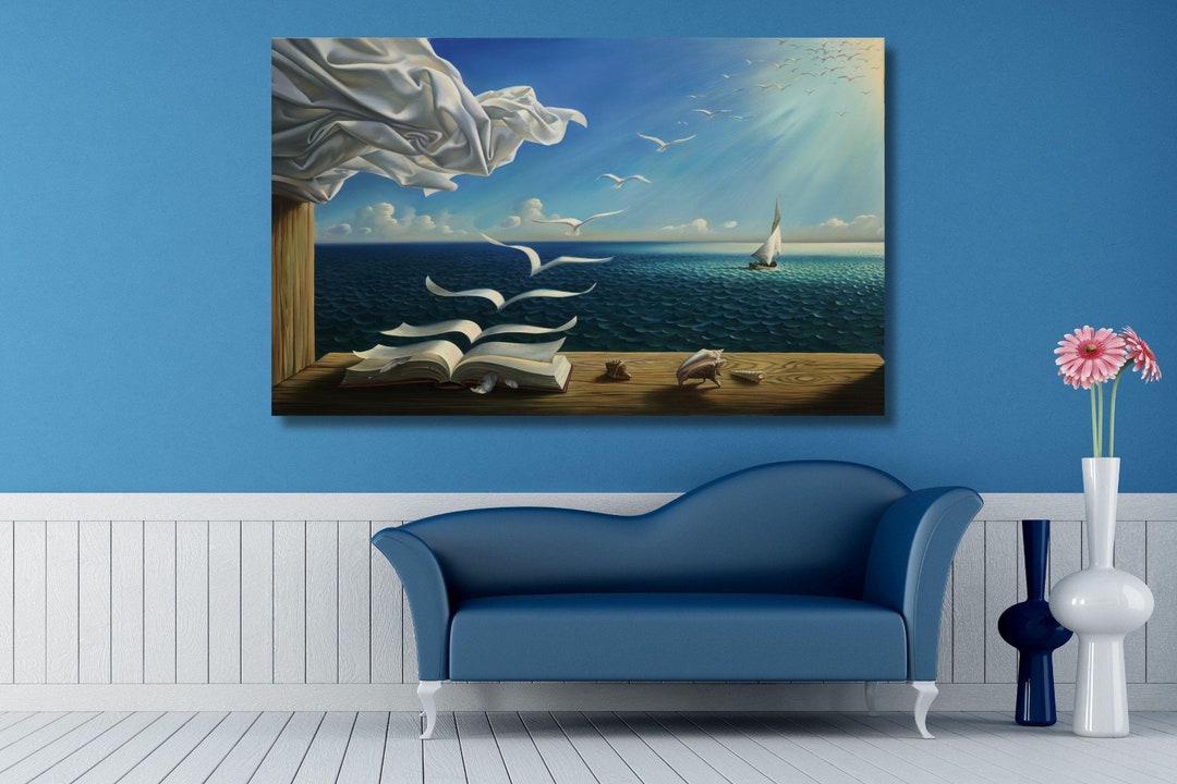 Salvador Dali: Book to Birds Painting/flying Pages Canvas Wall Art ...