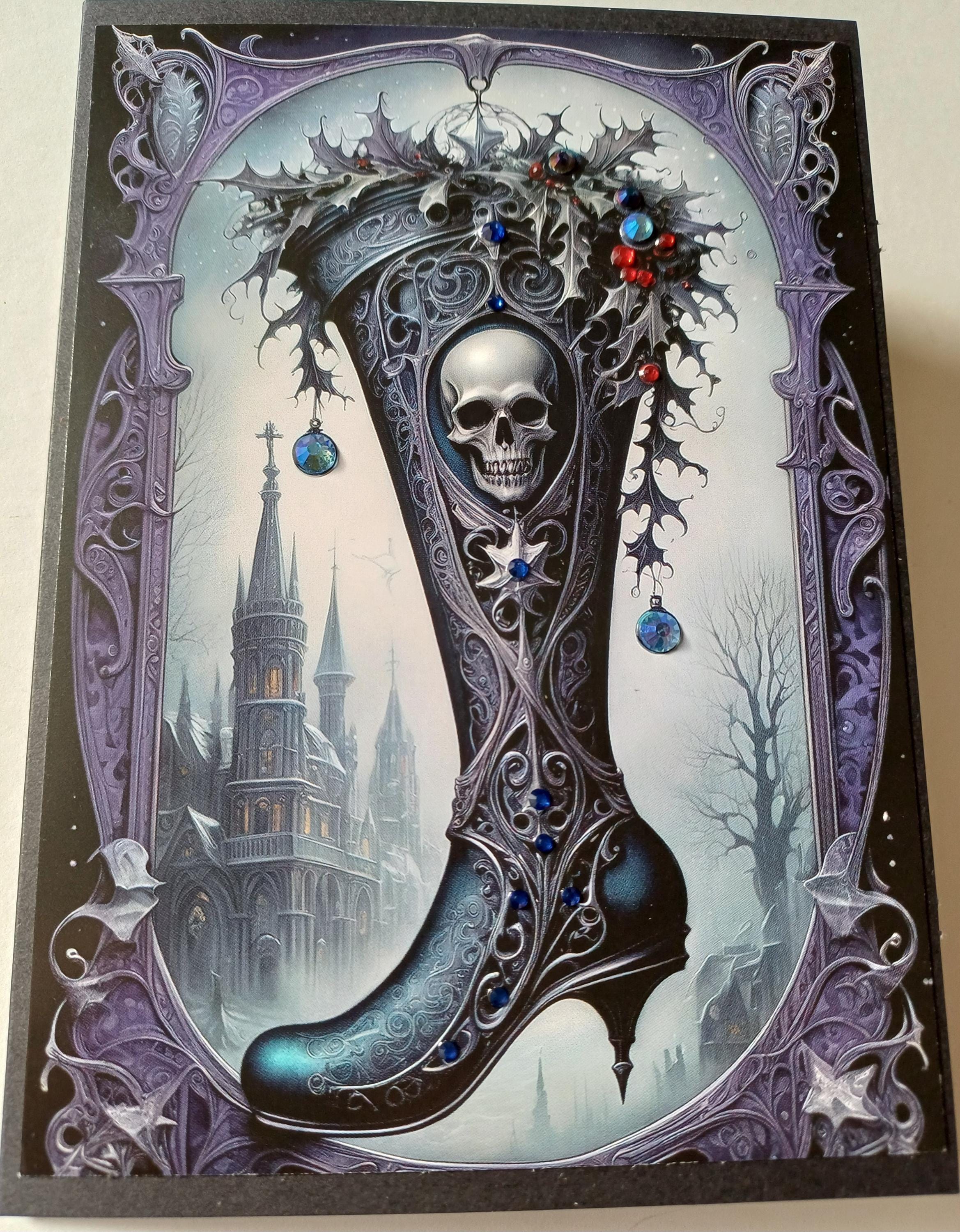 Gothic Christmas Card. Handmade. - Etsy