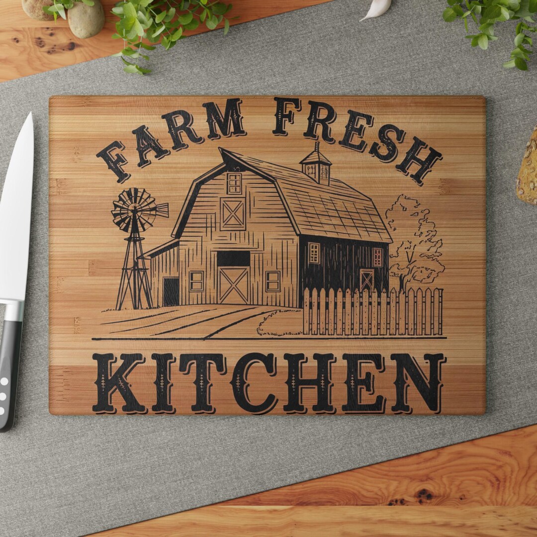 Glass Cutting Board, Farm Fresh Kitchen Tempered Glass Chopping Board ...