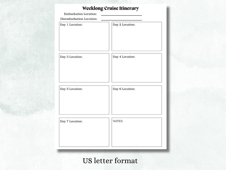 Digital/printable Weeklong Cruise Itinerary Planner - Etsy