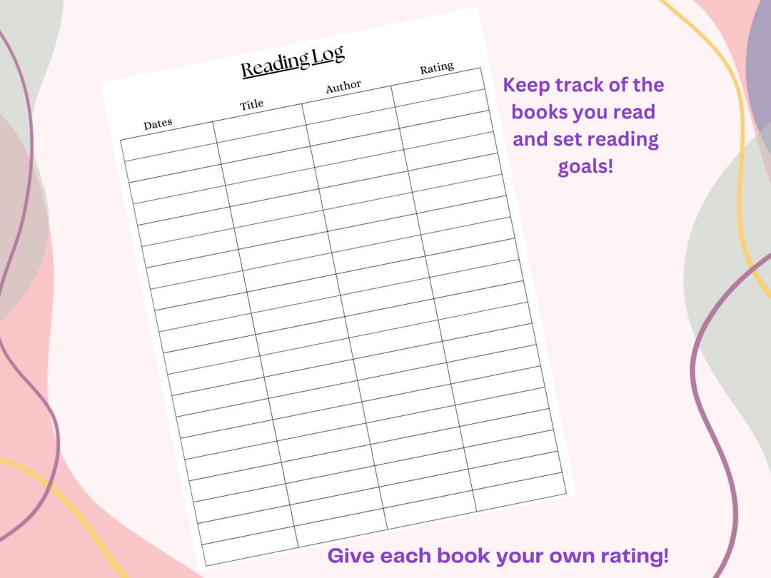 Digital Reading Log, Reading Log Printable - Etsy