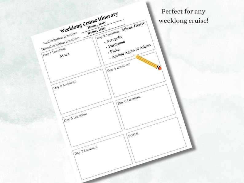 Digital/printable Weeklong Cruise Itinerary Planner - Etsy