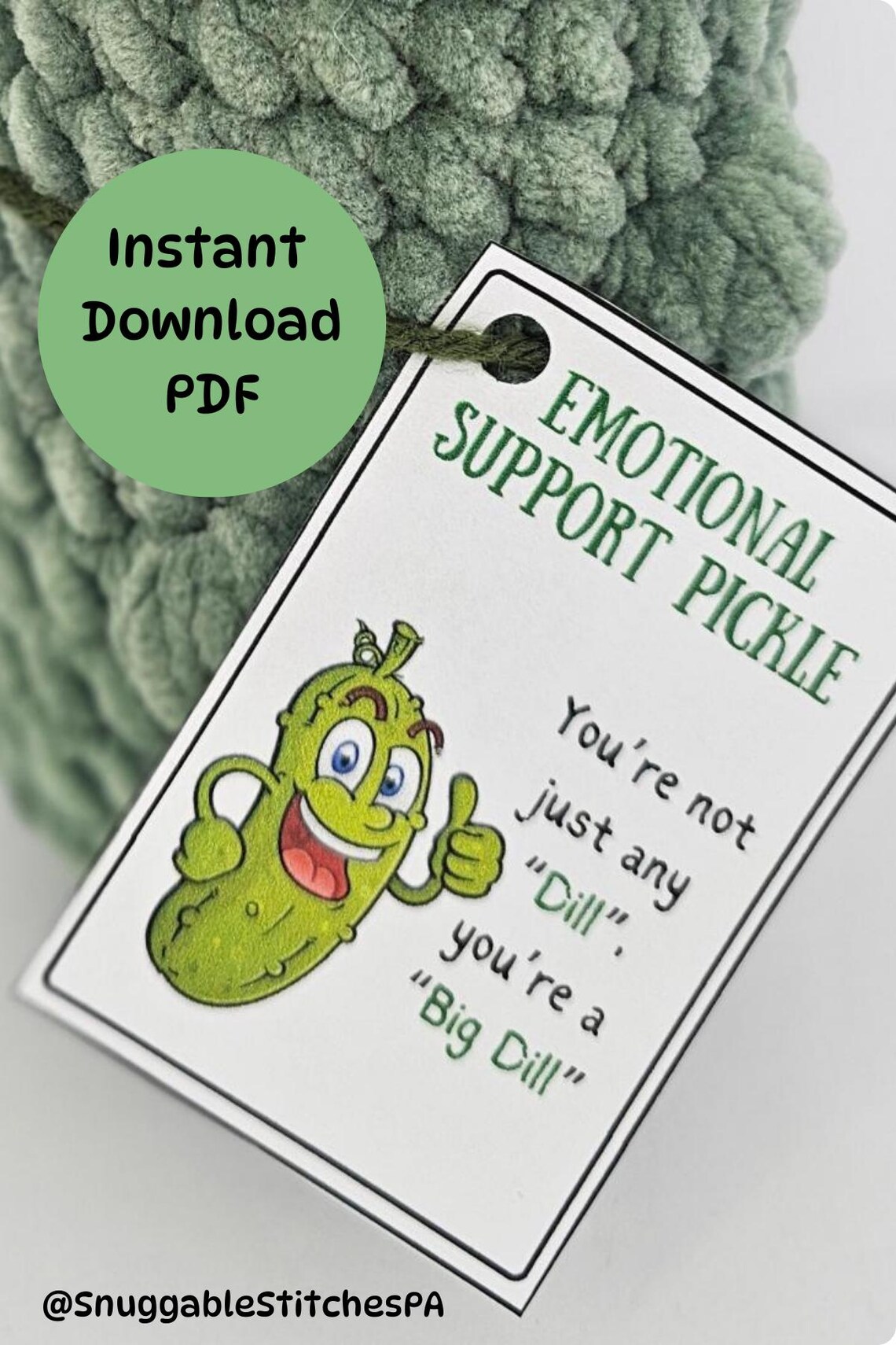 3 Emotional Support Pickle Tags, PDF File for Crochet Emotional Support ...