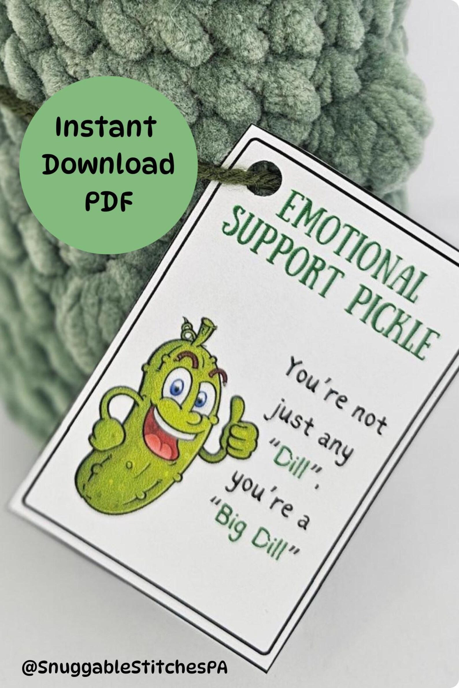 3 Emotional Support Pickle Tags, PDF File for Crochet Emotional Support ...