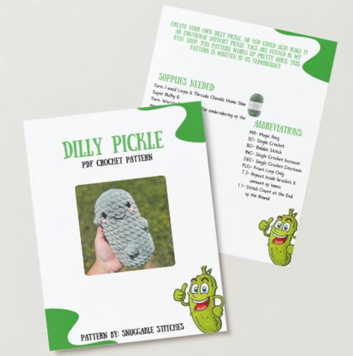 No Sew Pickle Crochet Pattern, Emotional Support Pickle PDF, Instant ...