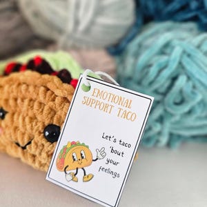 3 Emotional Support Taco Tags, PDF File for Crochet Emotional Support ...