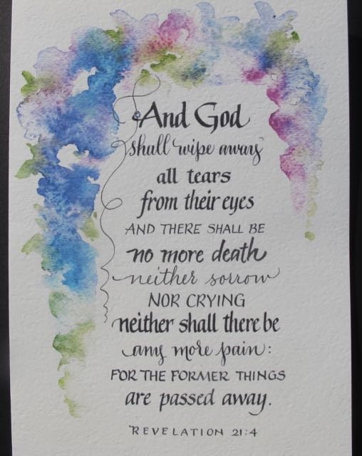 Christian Bible Sympathy Card in Calligraphy and Watercolor, 5x7 ...