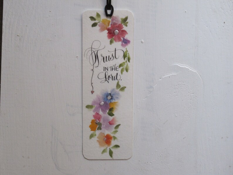 Handmade Floral Watercolor Bookmarks: Inspirational Calligraphy - Etsy
