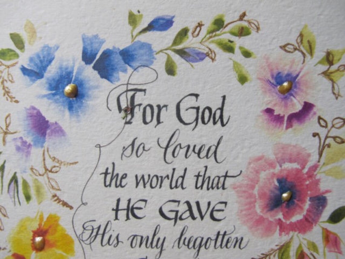 Bible Verse Card With Hand Painted Watercolor Flowers and - Etsy