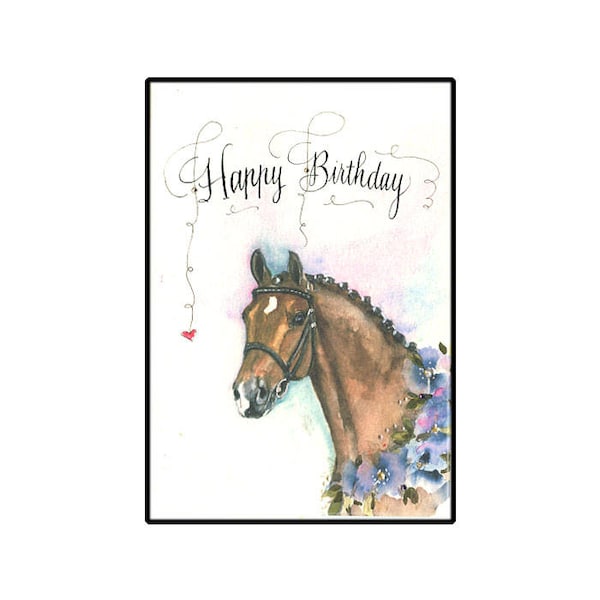 Horse Happy Birthday Card Woman - Etsy