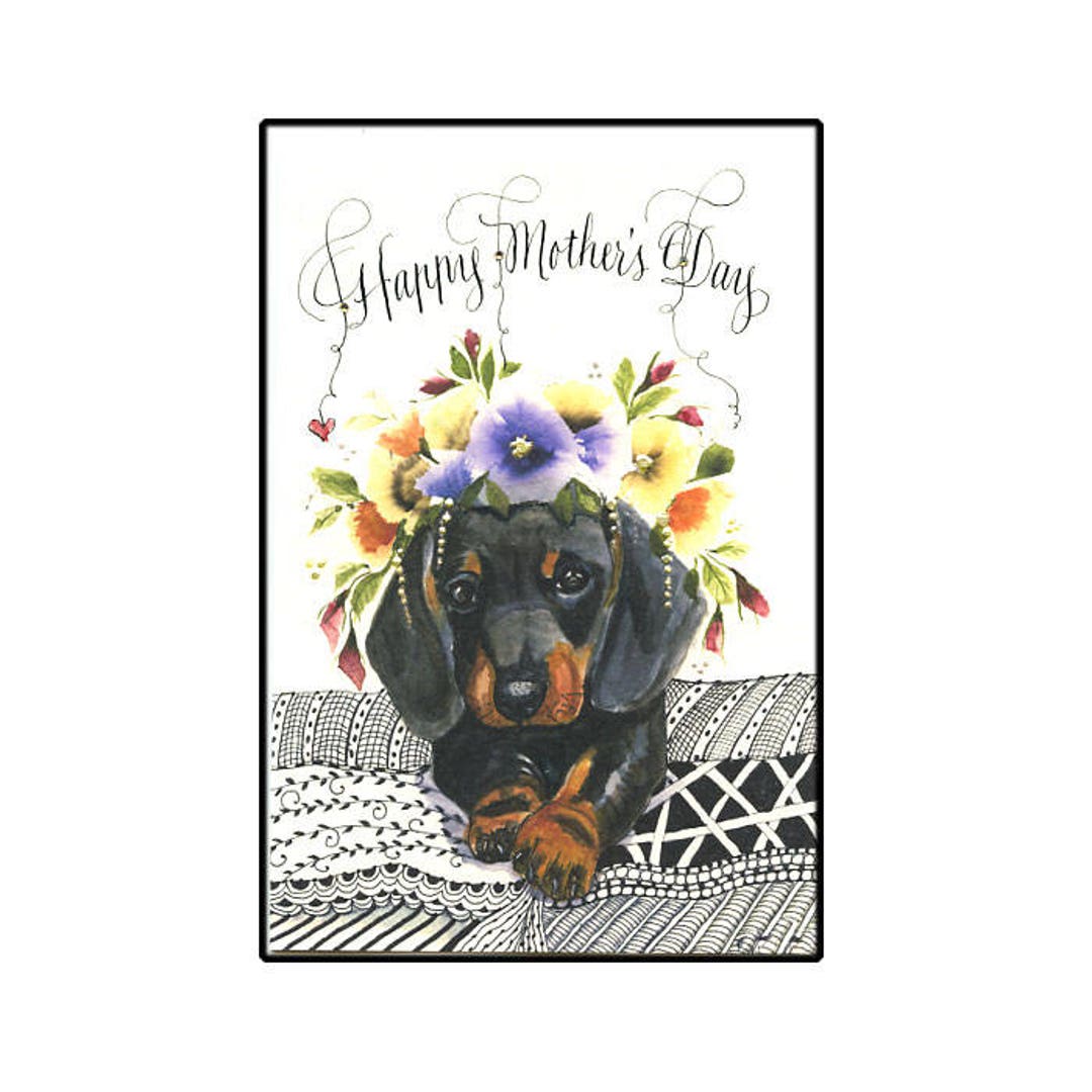 Mothers Day Dachshund Puppy Card, Mothers Day Card, Dachshund Card for ...