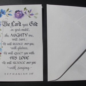 Bible Verse Card With Watercolor Flowers, Calligraphy Scripture Card - Etsy