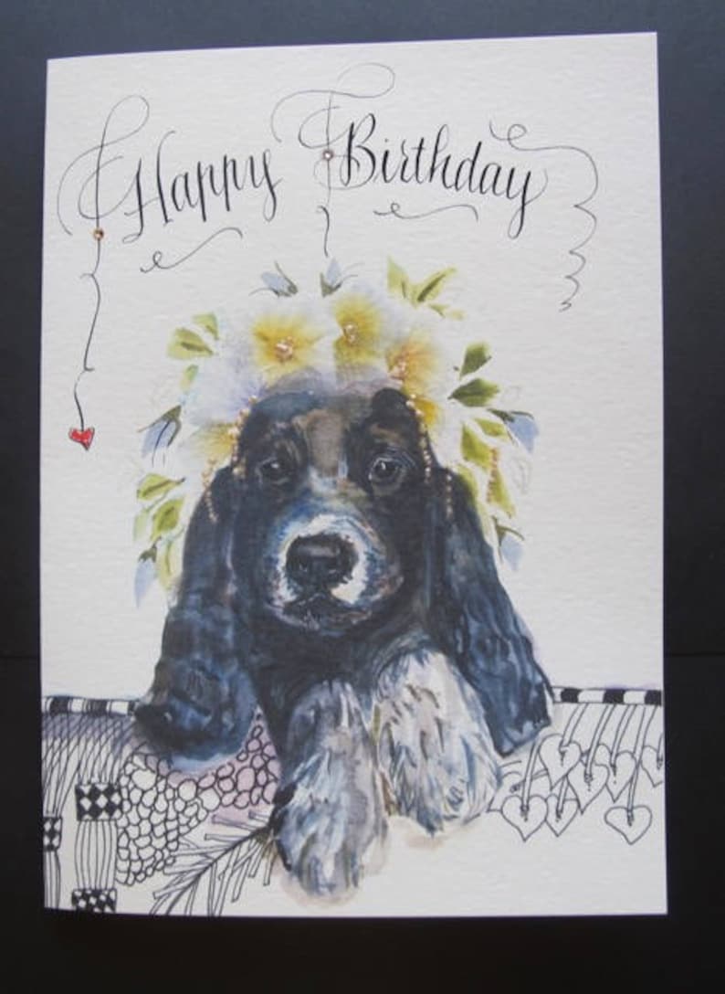 Cocker Spaniel Puppy Birthday Card Cute Spaniel Birthday | Etsy