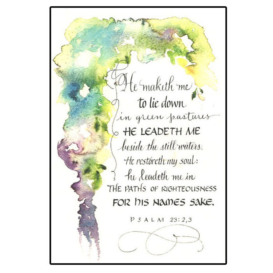 Christian Greeting Card, Psalm 23 Card, Bible Verse Card in Calligraphy ...