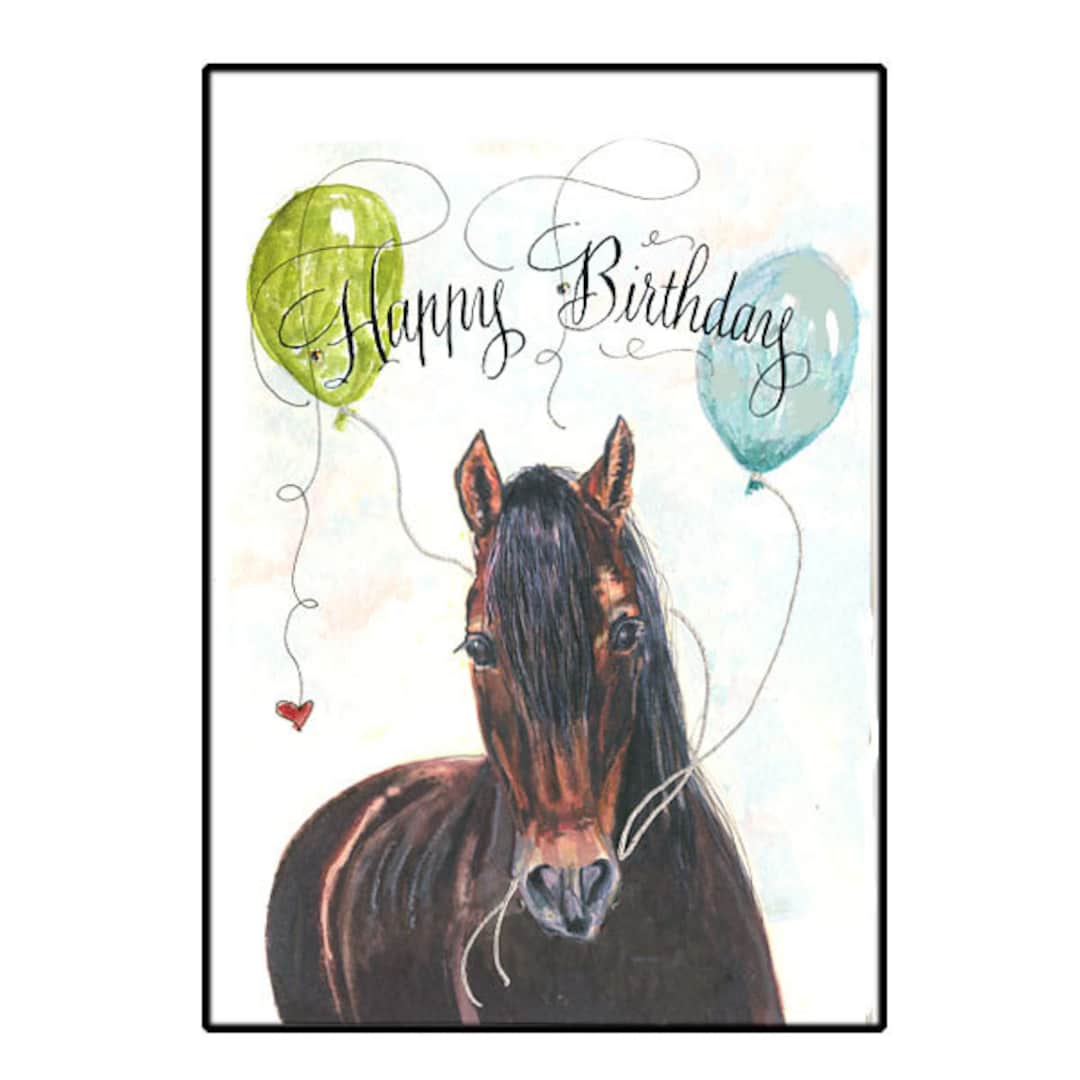 Birthday Horse Card, Horse Happy Birthday Card, Handmade Horse Card - Etsy
