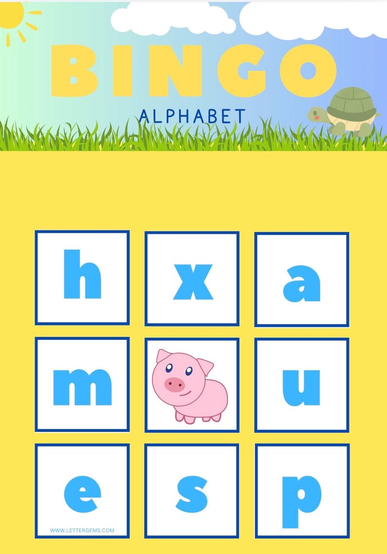 BINGO - Cute Baby Animals, Alphabet Bingo, Phonics, Early Literacy Game ...