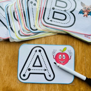 Alphabet Tracing Cards: Play Dough Mats, Phonics (digital Download) - Etsy