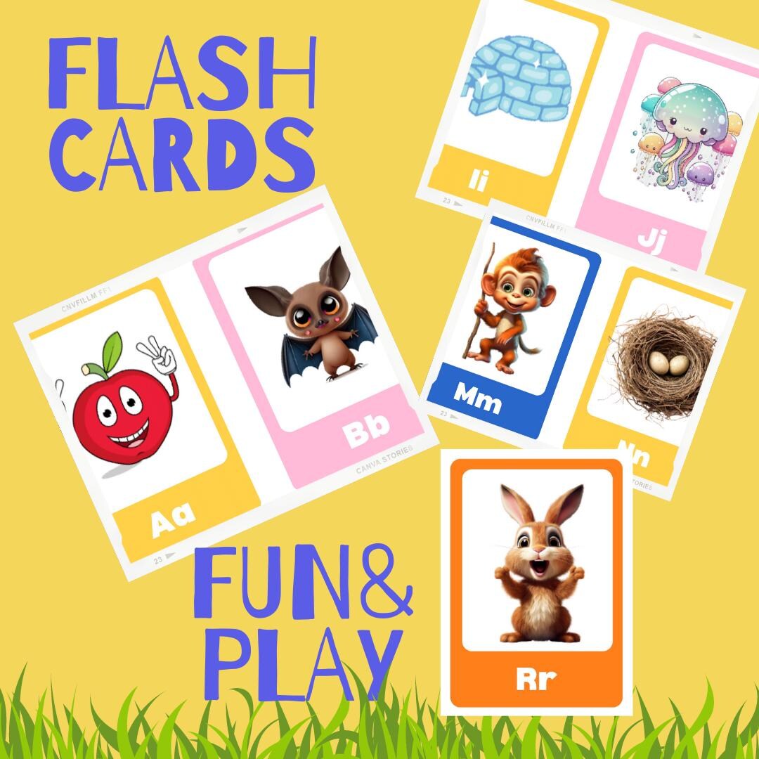 Alphabet Flashcards – Phonics Learning, Home School (PDF Download - Etsy