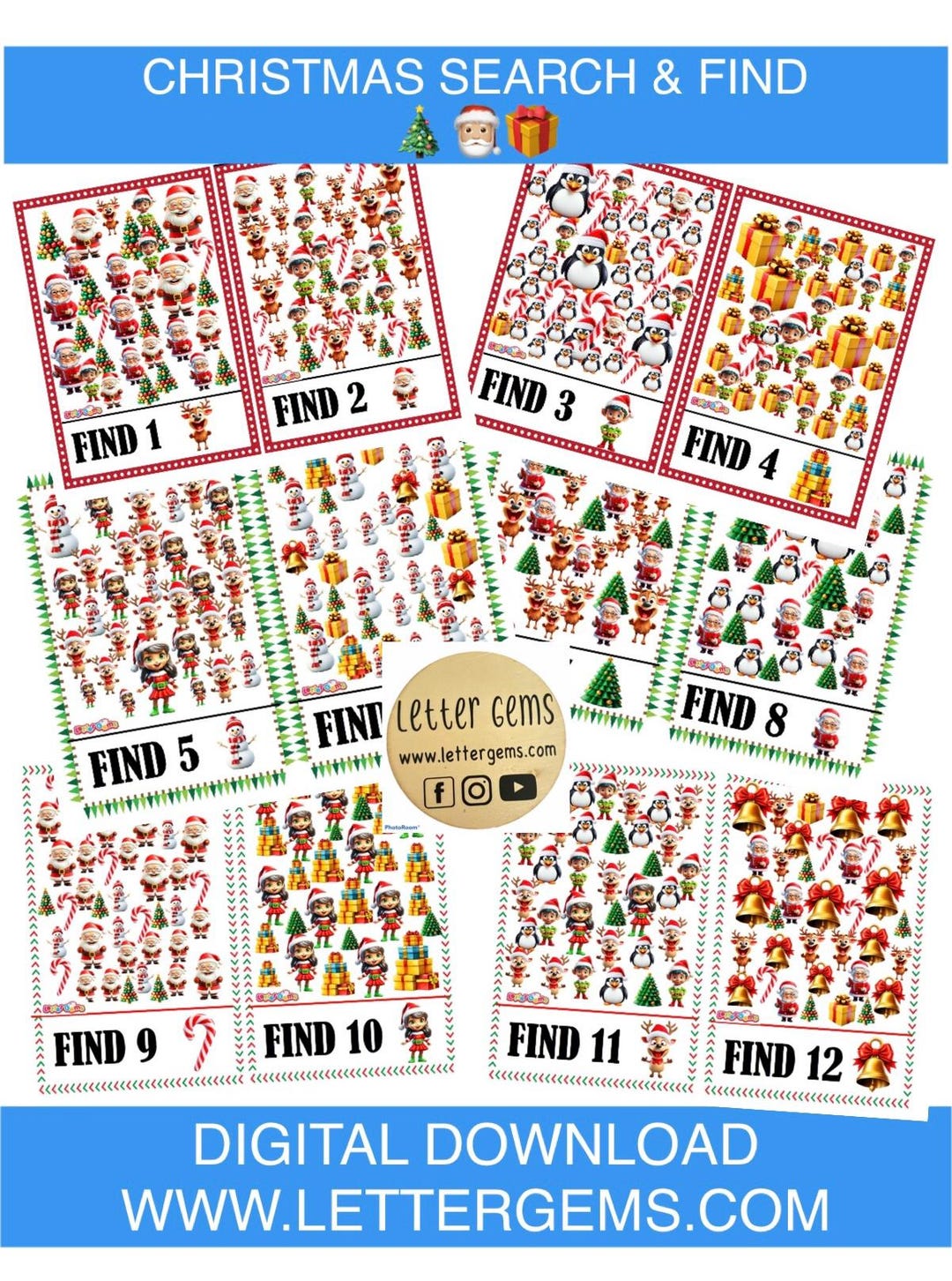 Christmas Search and Find – Kids Printable Activity (digital Download ...