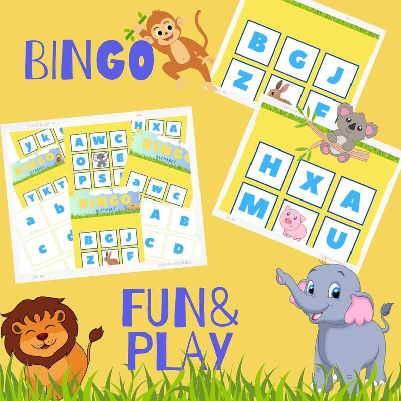 BINGO - Cute Baby Animals, Alphabet Bingo, Phonics, Early Literacy Game ...