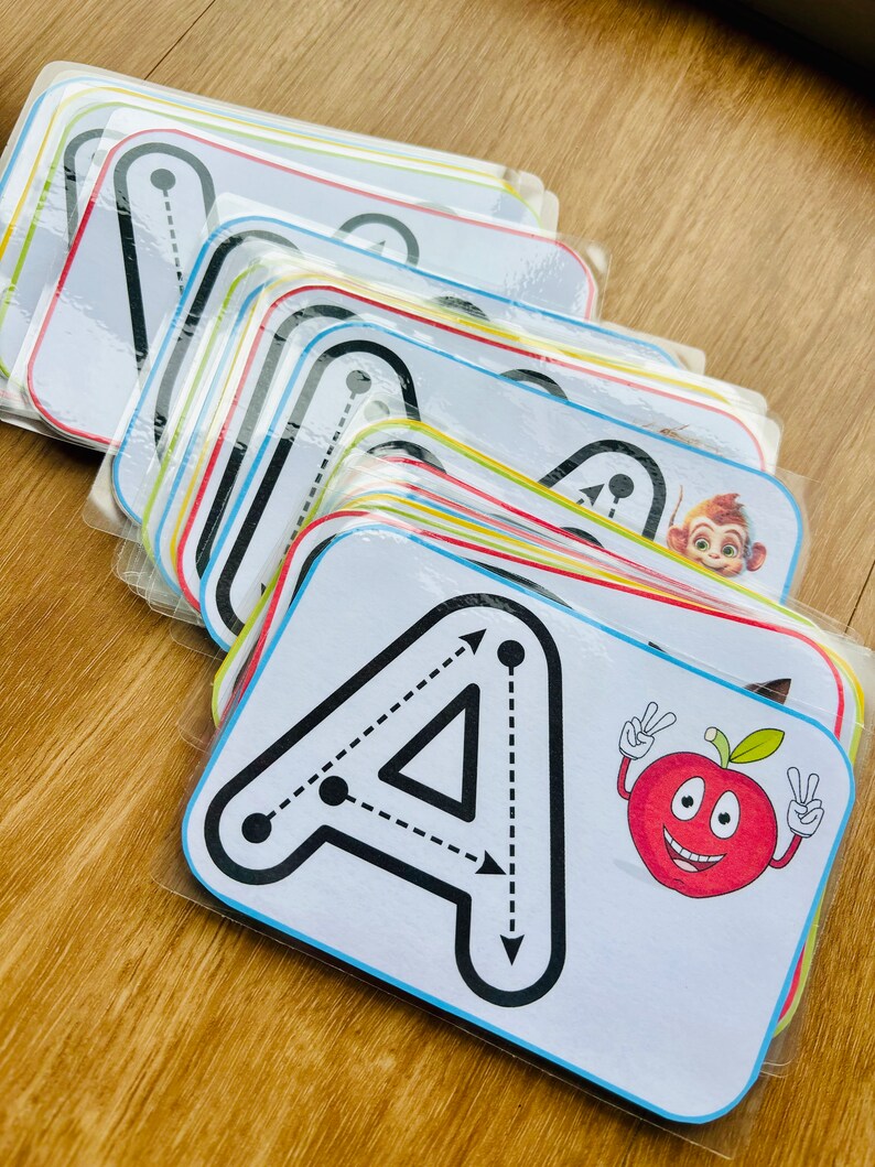 Alphabet Tracing Cards: Play Dough Mats, Phonics (digital Download) - Etsy