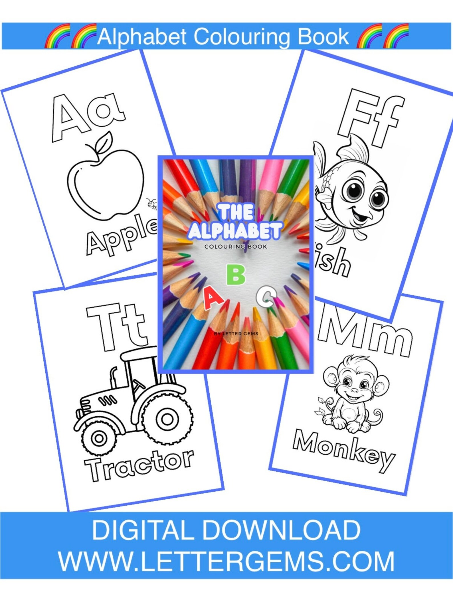 ABC - Alphabet Colouring Book, Educational Printable, Kids Colouring ...