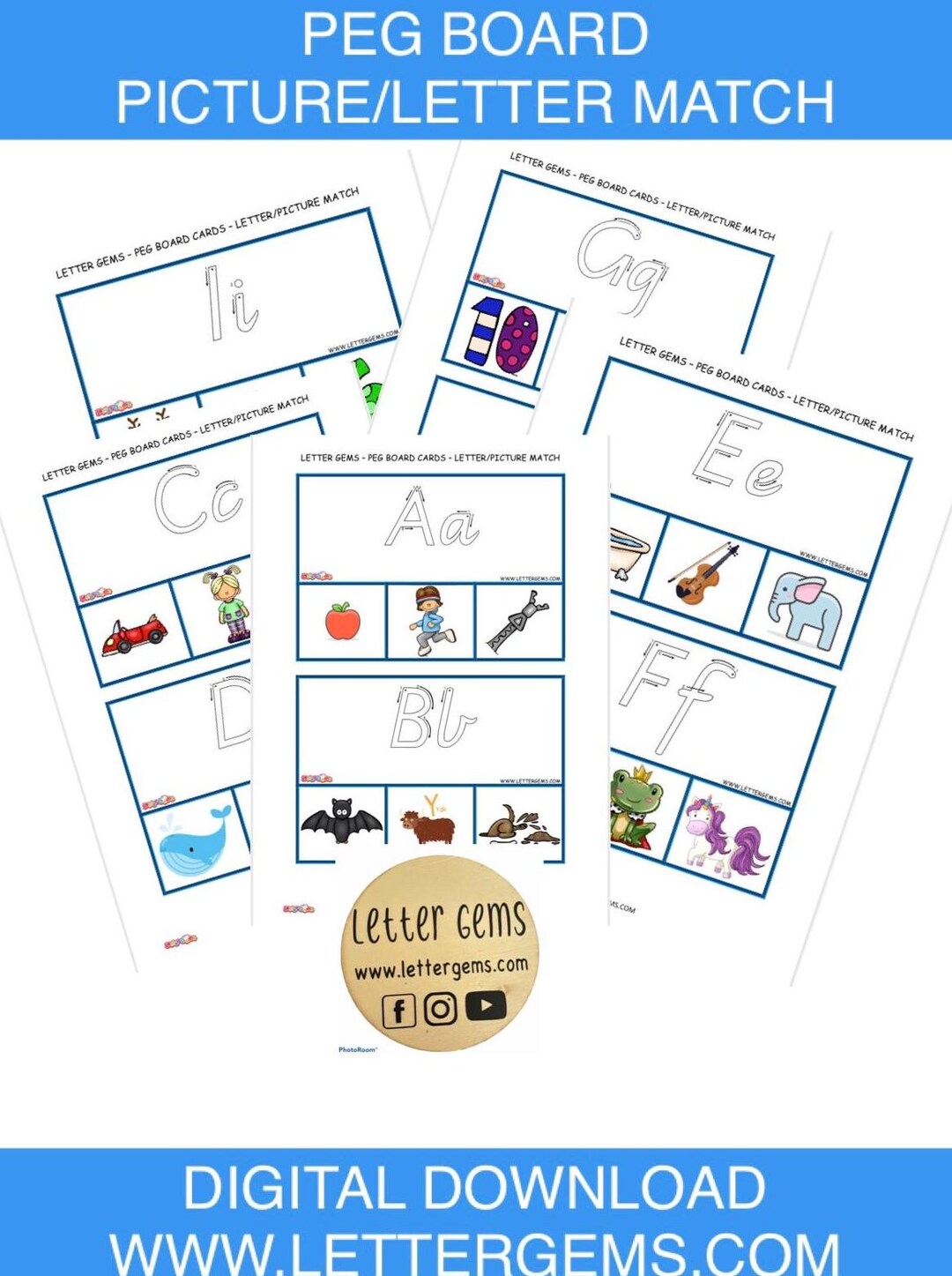 Alphabet Peg Board- Letter/picture Match-learn to Read-educational ...