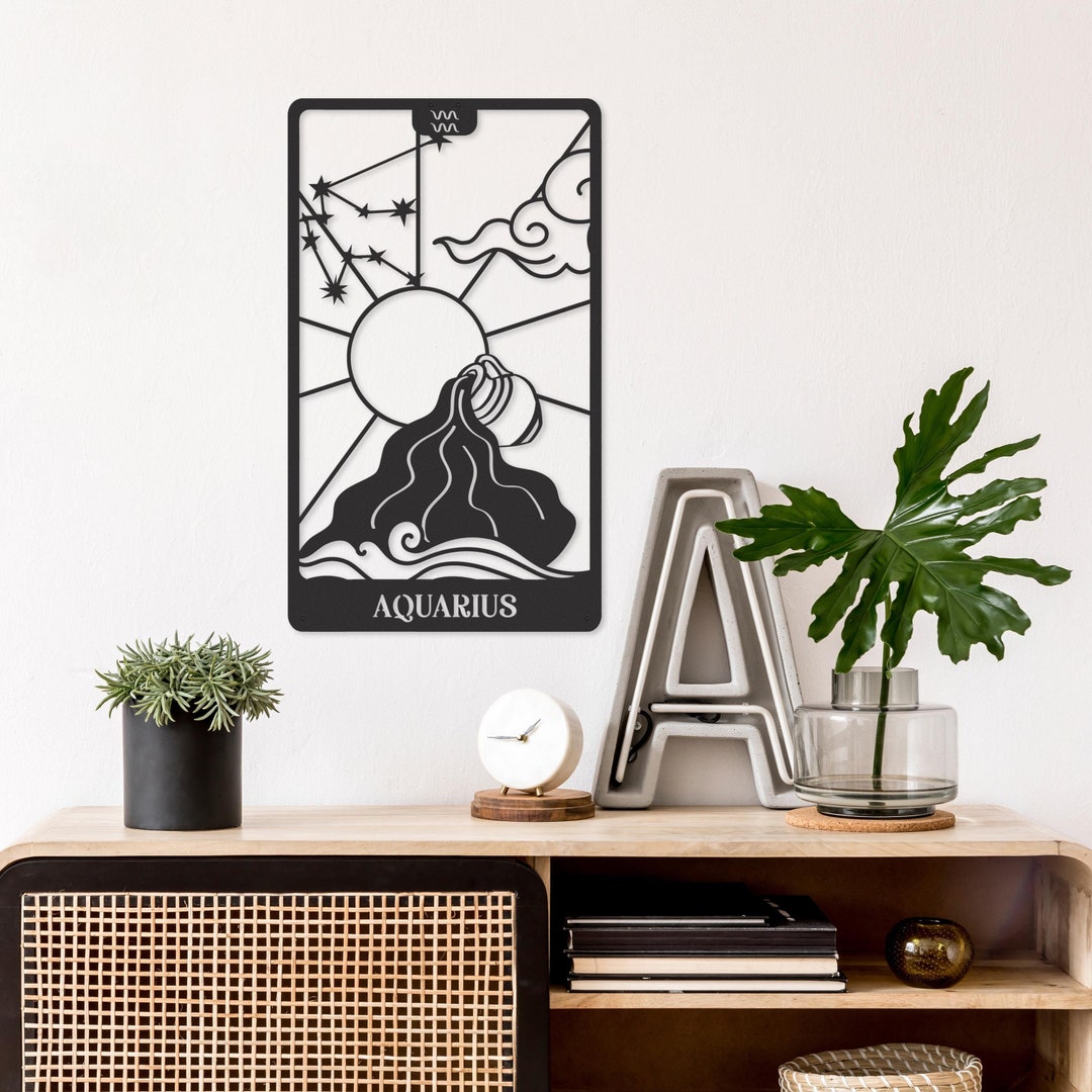 Zodiac Aquarius Wall Decor, Astrology Art, Horoscope Decor, Celestial ...