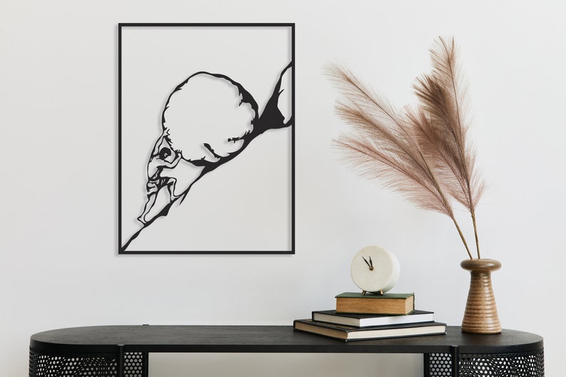 Sisyphus Myth Wall Art, Greek Mythology Home Decor, Motivational Wall ...