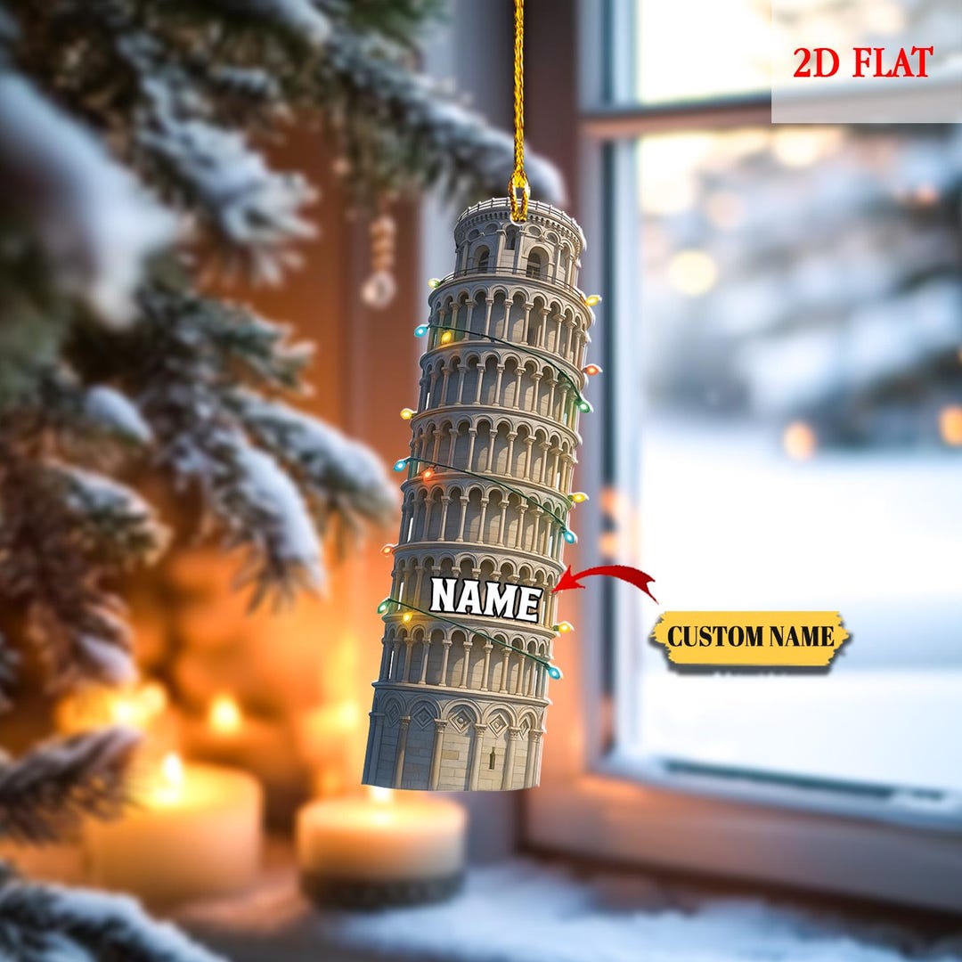 Personalized Tower of Pisa 2d Flat Acrylic Ornament, Christmas Decor ...