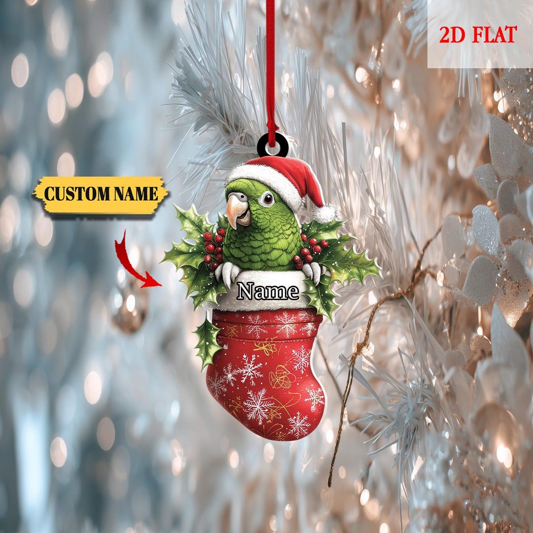 Custom Parrot Christmas Stocking 2d Flat Acrylic Ornament, Christmas ...