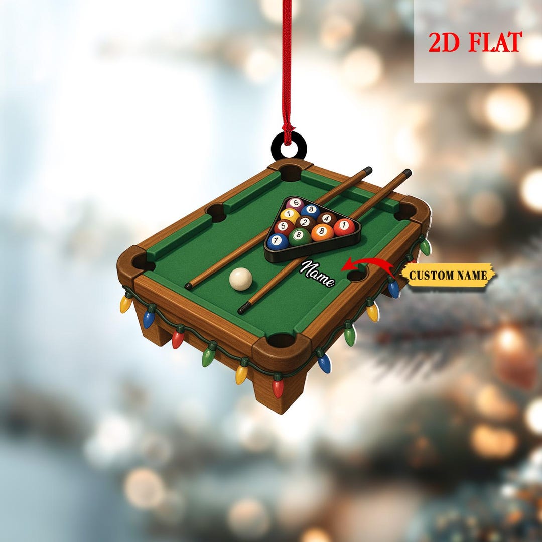 Personalized Billiards Table 2D Flat Ornament, Pool Player Gift ...