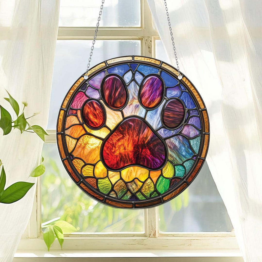 Dog Paw Acrylic Window Hanging, Dog Print Window Decor, Dog Memorial ...