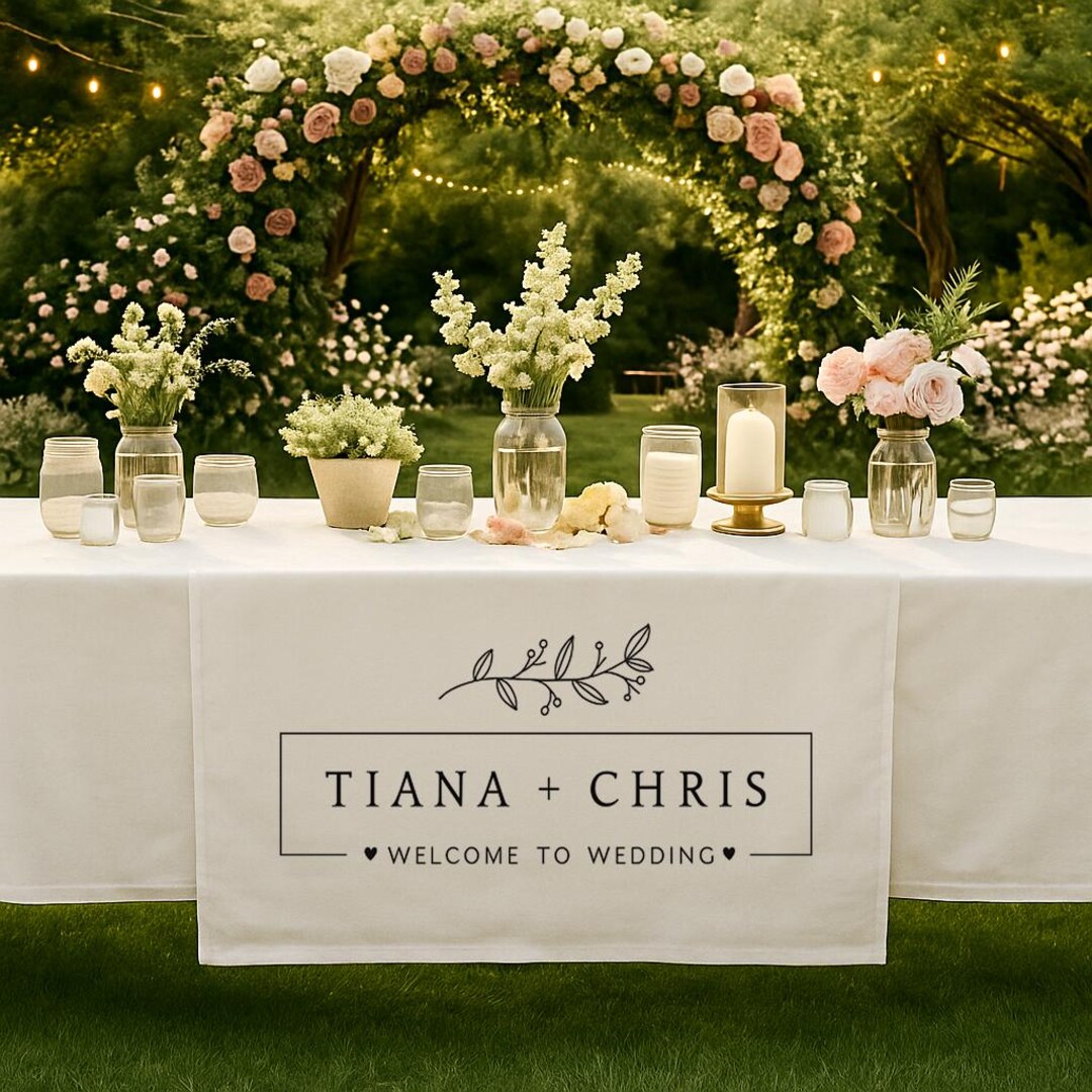 Personalized Wedding Table Runner, Custom Couple Name Banner, Rustic ...