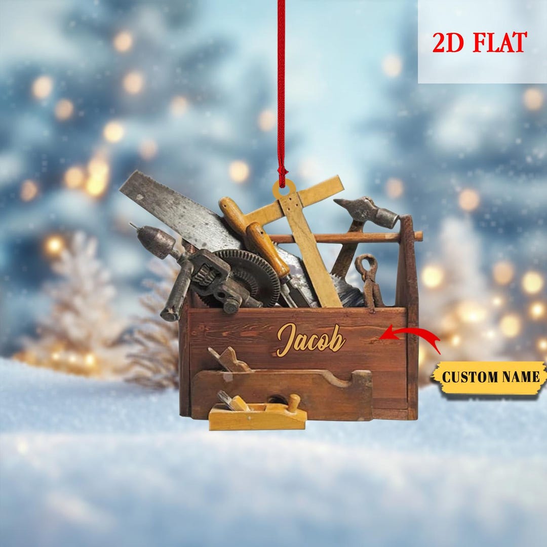 Personalized Carpenter Tool Box Ornament, Woodworking Christmas ...
