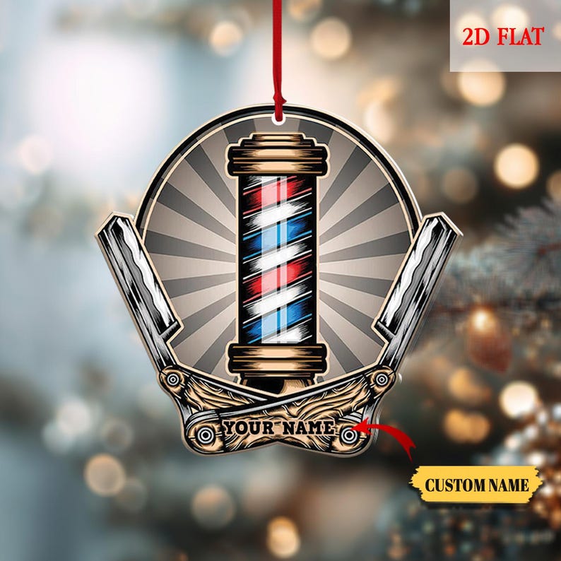 Personalized Hair Cut Bur Bar Logo Template Ornament, Blessed Are the ...