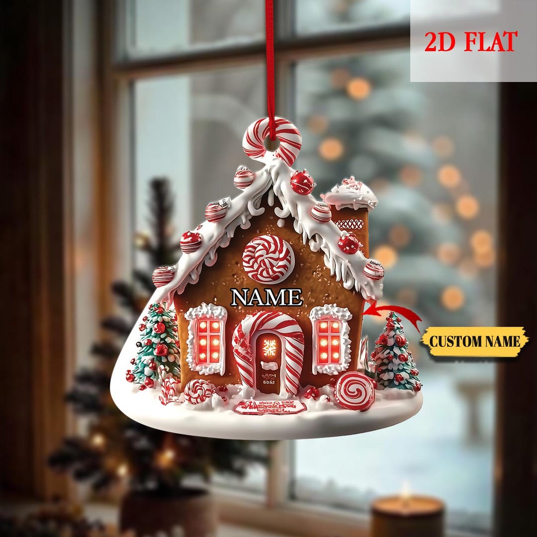 Personalized Candyland Christmas 2D Flat Ornament, Gift for Child ...