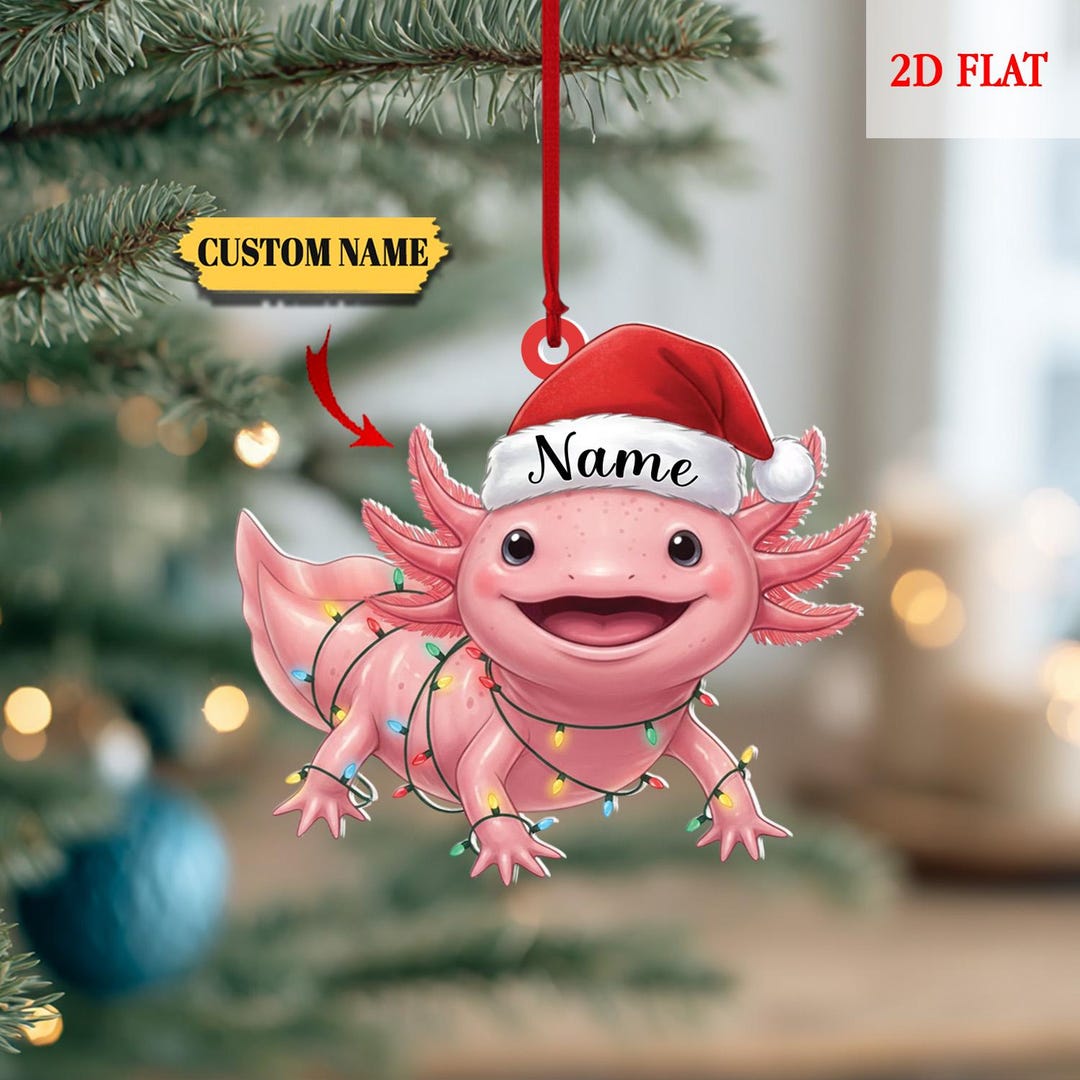 Personalized Axolotl Salamander Christmas Flat 2D Acryllic Ornament ...